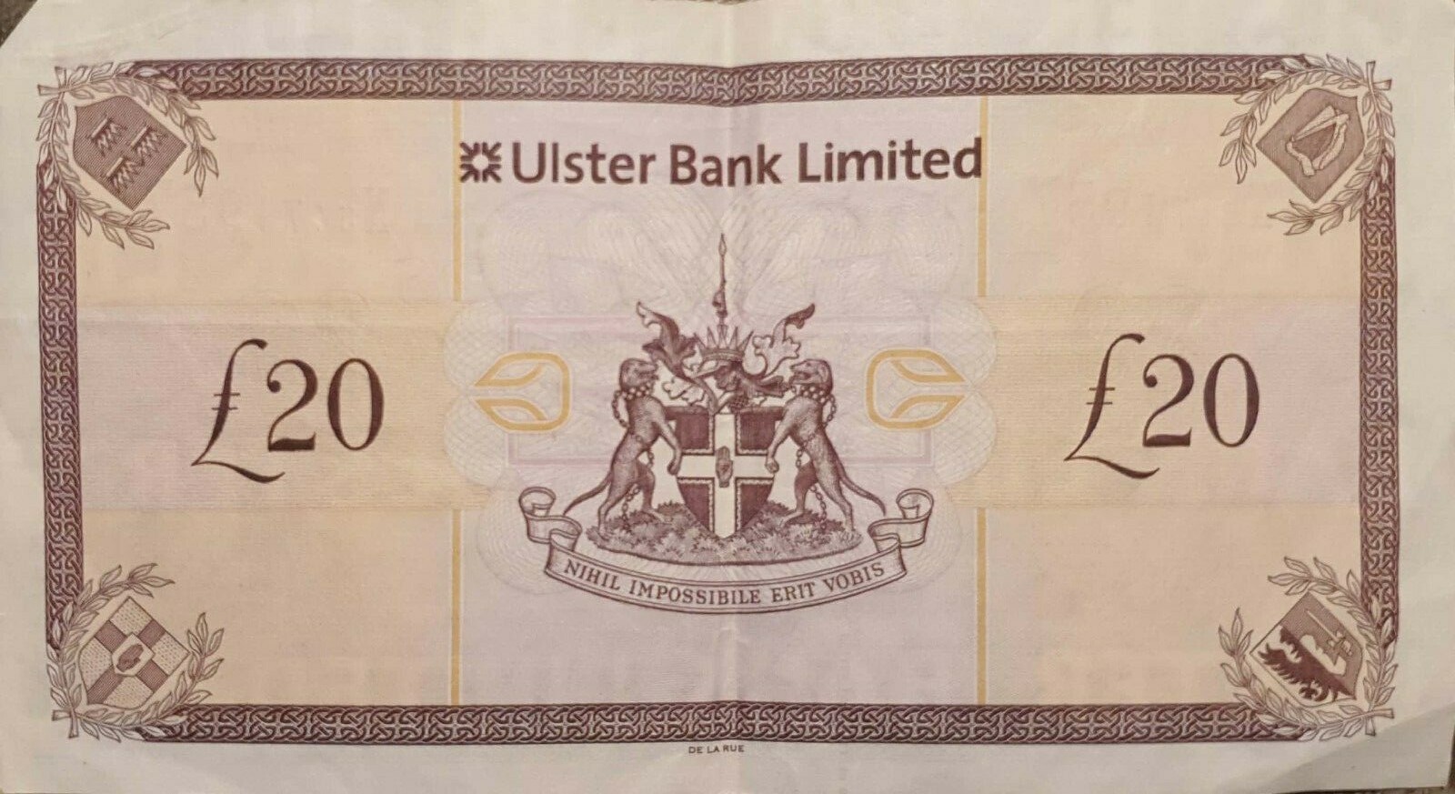 RARE ULSTER BANK 20 POUNDS TWENTY BANKNOTE BELFAST NORTHERN IRELAND ...