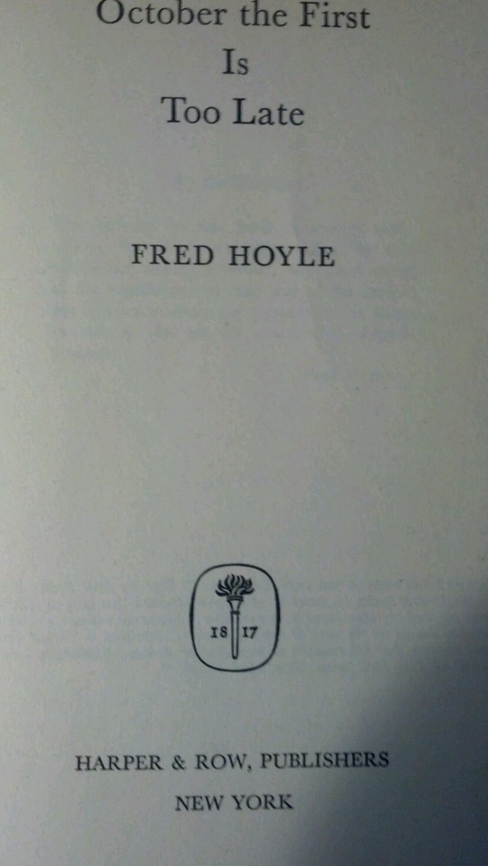 October the First Is Too Late by Fred Hoyle (1966, Hardcover) | eBay