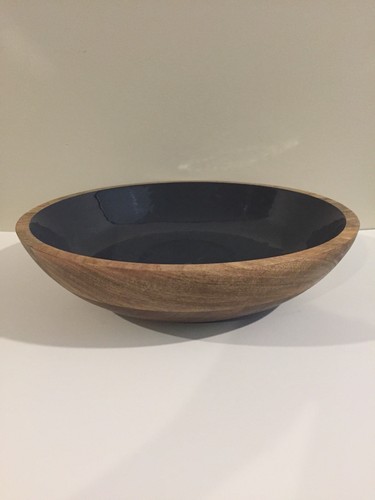 GG Collection Charcoal Mango Wood And Enamel Bowl | eBay