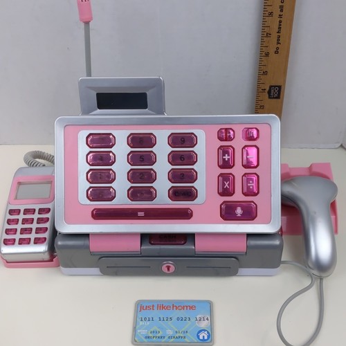 Toys R Us Just Like Home Pink Toy Cash Register Scanner Phone Credit ...