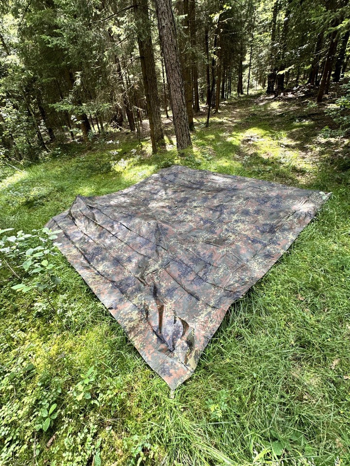 PE Flecktarn Tarp Telo Tarpaulin Outdoor Bushcraft Campeggio 3x 3 M | eBay