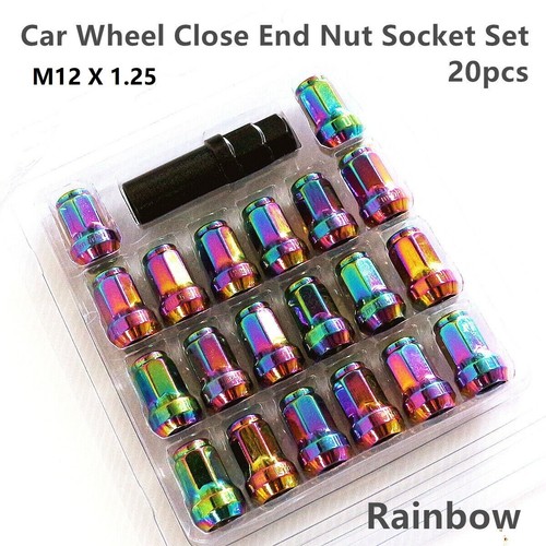 Forged Steel Car Wheel Close End 20 Pc Lug Nut Socket Set Cap M12 x 1. ...