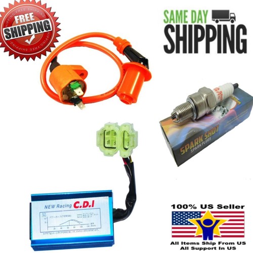 High Performance Racing Ignition Coil+Spark Plug+CDI GY6 50cc 125cc ...
