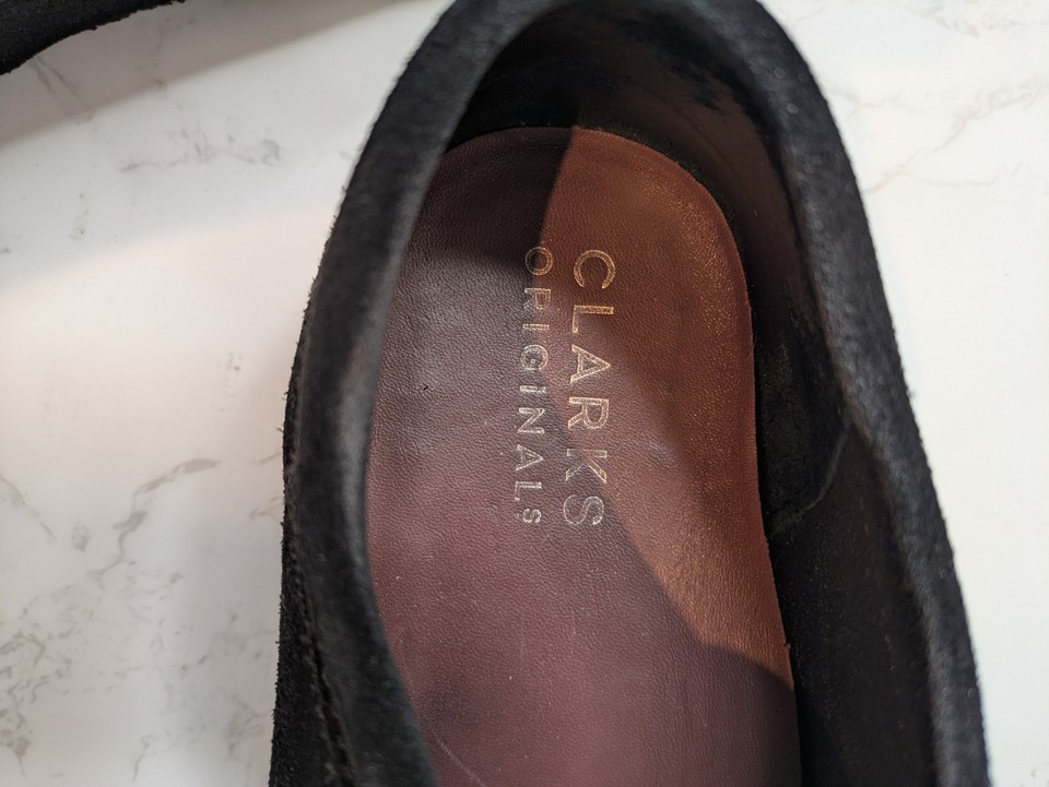 Clarks Originals Charles F Stead Mens Black Suede Wallabees Lace Up ...