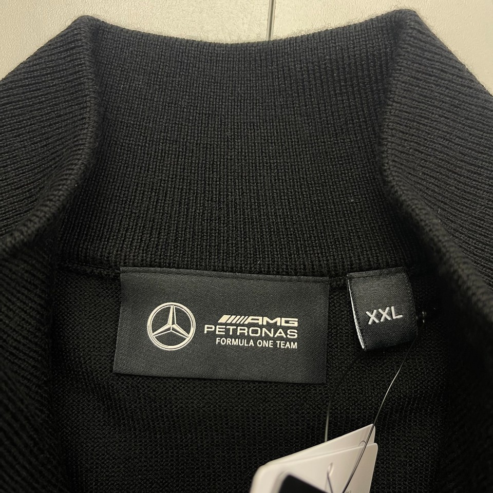 Mercedes-AMG Petronas F1 Black MAPF1 Elevated 1/4 Zip Sweater Jumper ...
