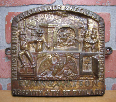 SALAMANDER SAFE EVANS & WATSON PHILADELPHIA Ornate Antique Bronze Sign ...