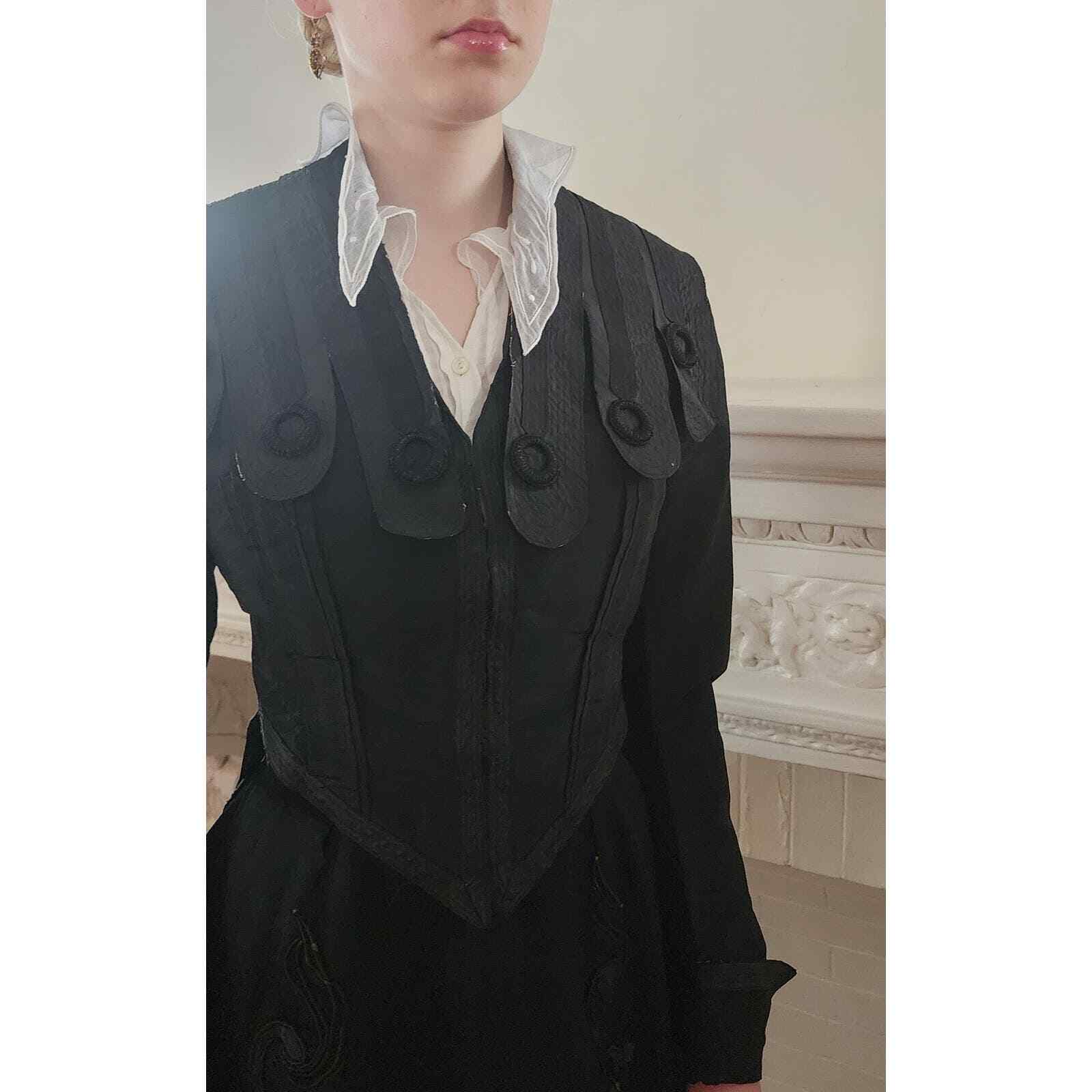 Antique Edwardian Jacket 1900s Black Satin w/Ribbon E… - Gem