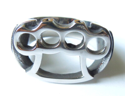 Men's Fist Knuckle Martial Arts Ring - Stainless Steel Combat Biker ...