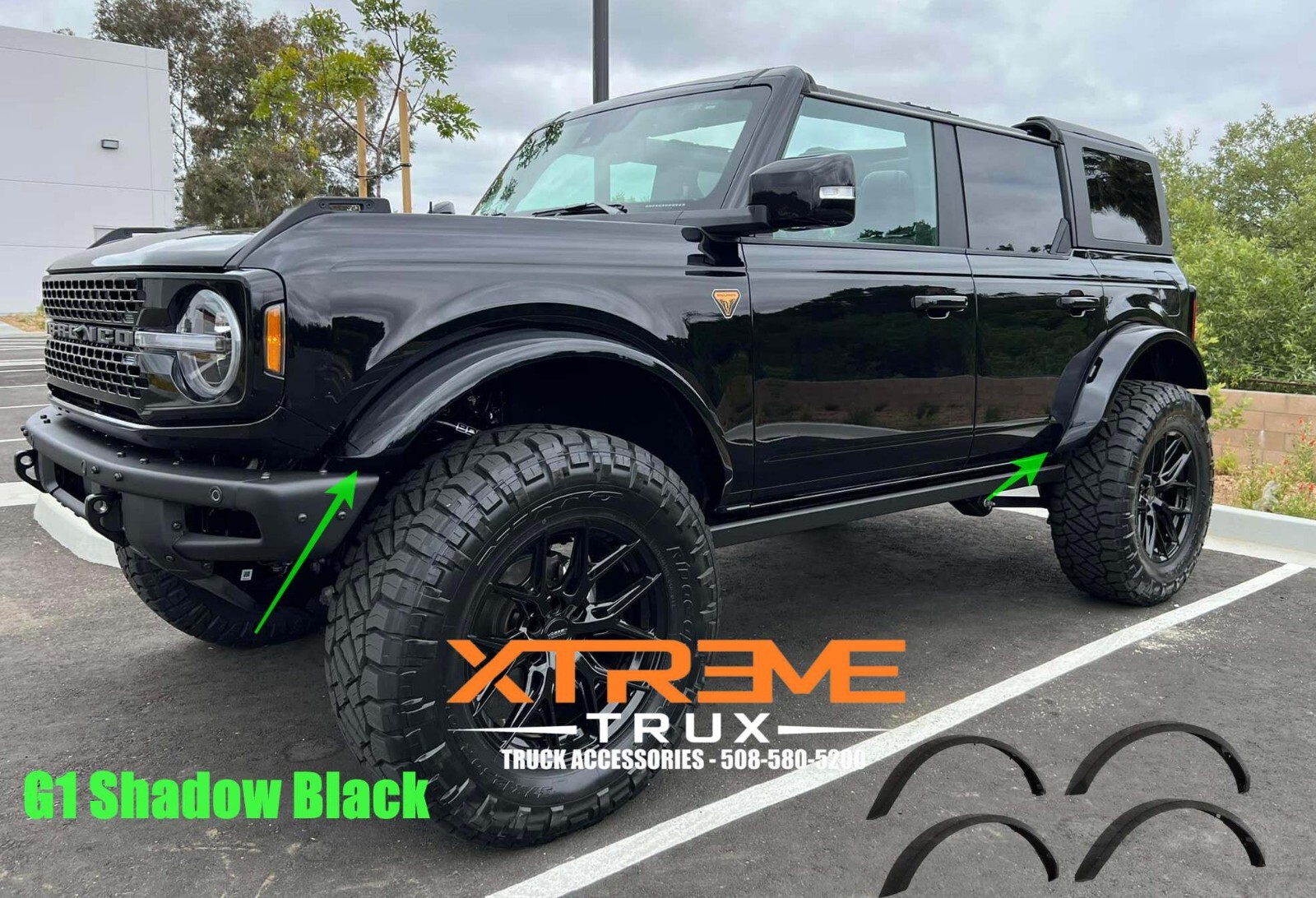 Painted G1 Shadow Black 21-26 Ford Bronco Sasquatch 5" Style Fender ...