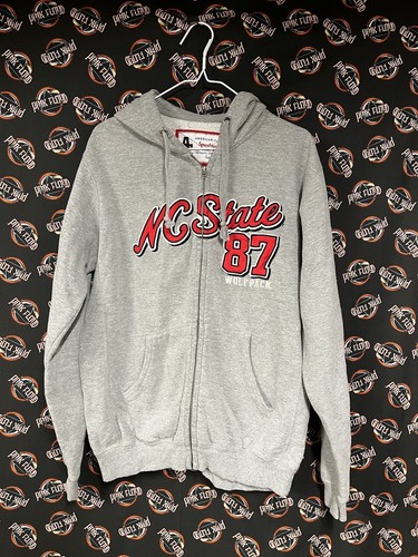 NC State Jacket American Classic Zip Up Embroidered Logo Gray Large | eBay