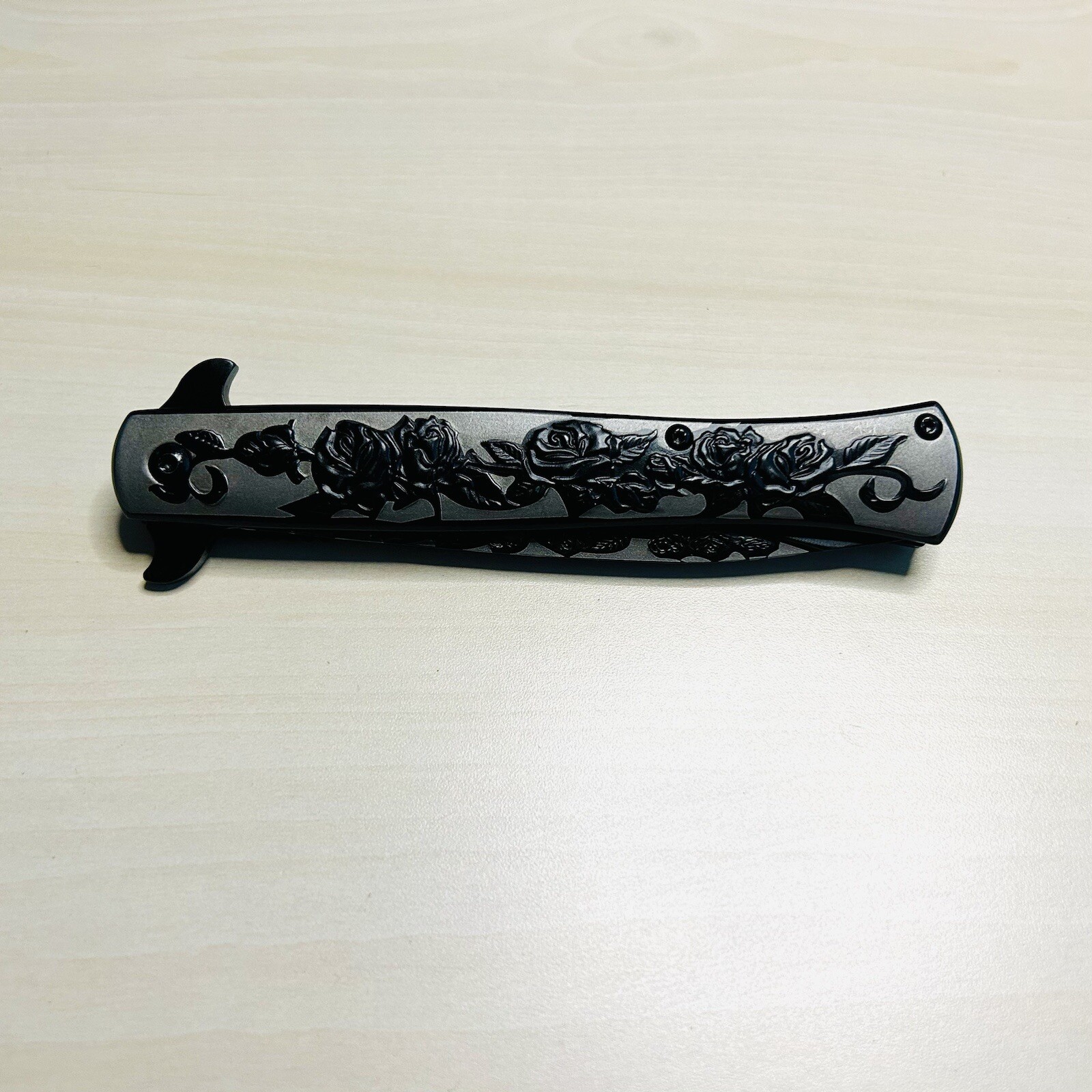 9” Black Rose Knife Tactical Spring Assisted Open Blade Folding Pocket ...