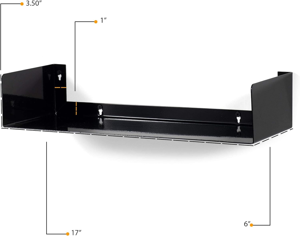 Bali Black Floating Wall Shelves - Set of 4 for CDs, DVDs & Books ...