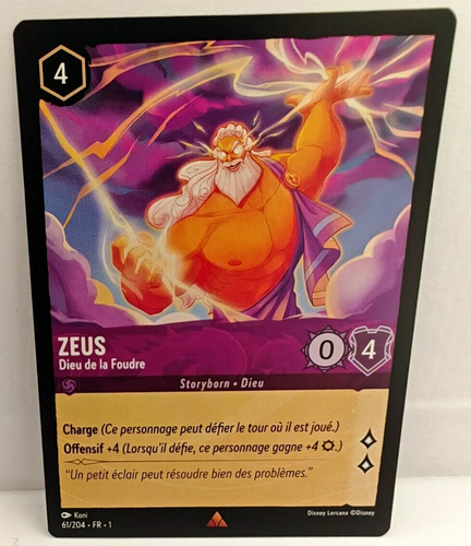 Carte Disney LORCANA Zeus Dieu de la Foudre 61/204 Non Foil | eBay