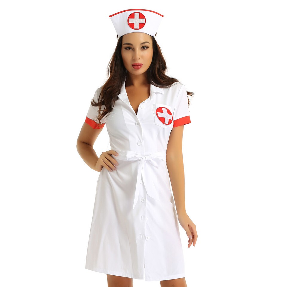 Women Adults Hospital Doctor Nurse Uniform Dress Coat Fancy Dress ...