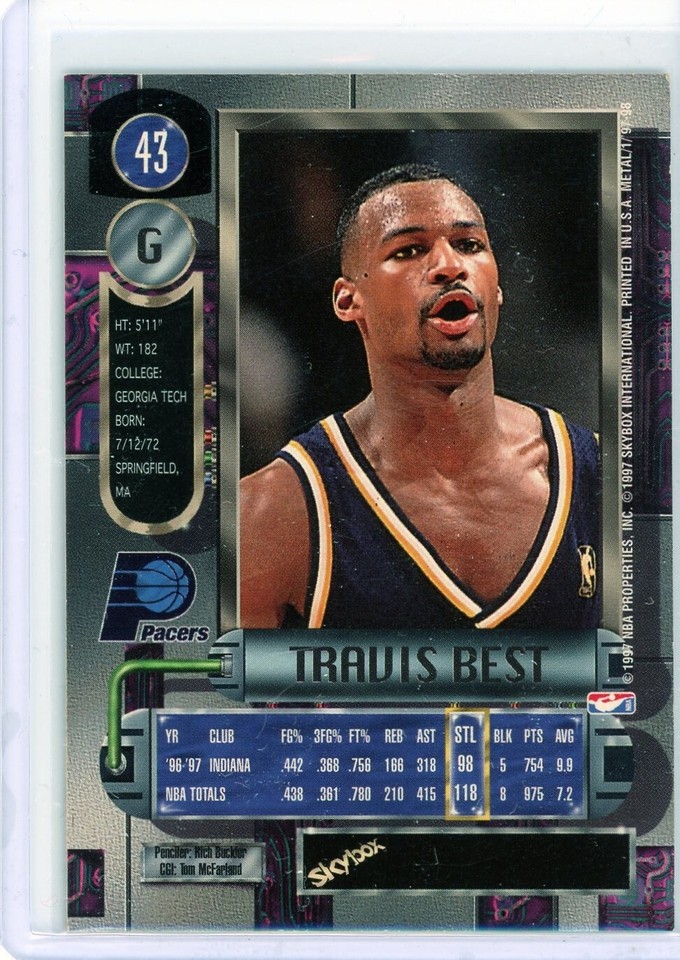 1997-98 SkyBox Metal Universe Travis Best #43 Indiana Pacers | eBay