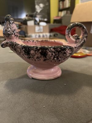 POTTERY PINK / BLACK ALADDIN GENIE MAGIC LAMP PLANTER vintage | eBay