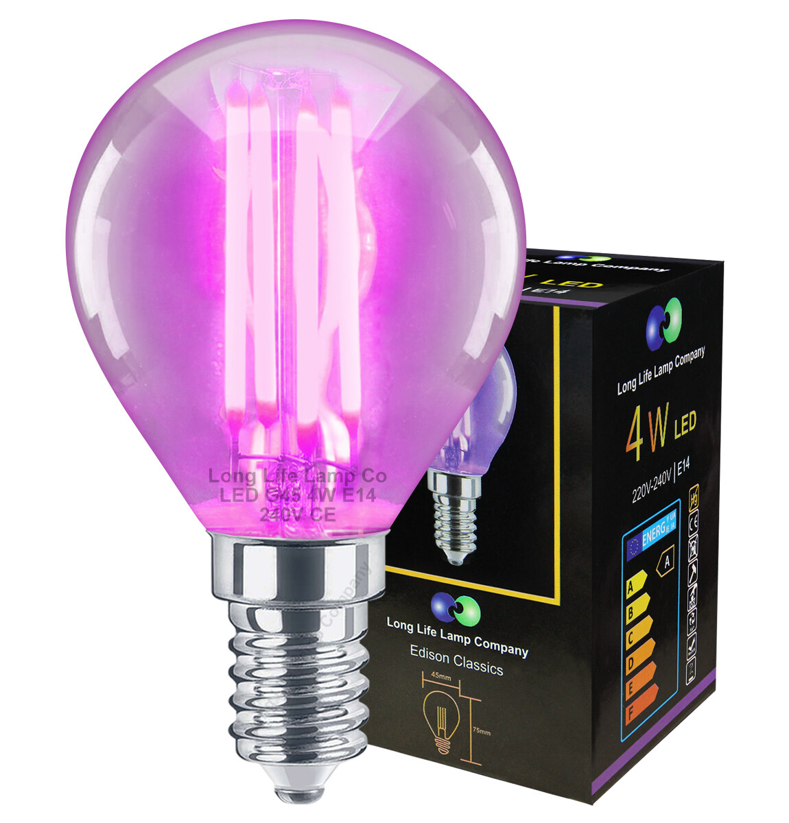 PURPLE LED Golf Ball 4W Light Bulb Modern G45 Coloured Lamps E14 B22 ...