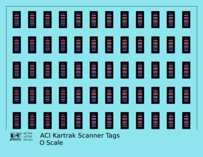 K4 O Scale Decals Kartrak ACI Scanner Barcode Tags | eBay