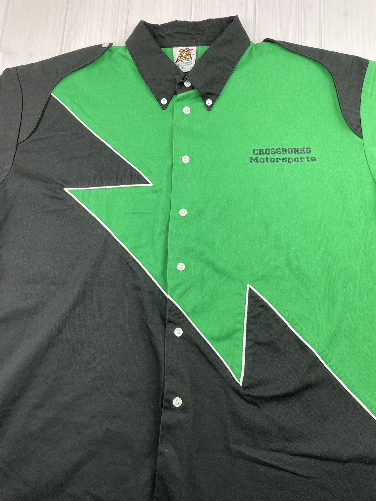 Speed Zone Race Gear XL Green Black Shirt Button Up Crossbones ...