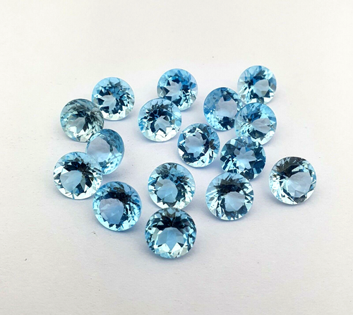 Topazio blu cielo naturale taglio tondo pietre preziose sfuse lotto 7 ...