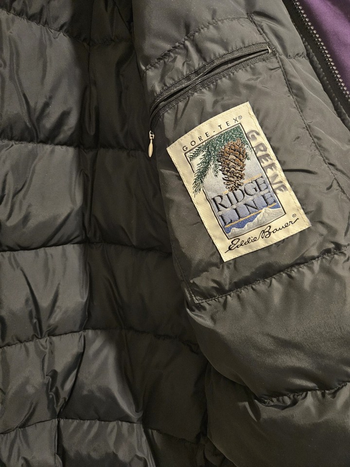 Vintage 1990s 0Eddie Bauer Ridge Line Gore-Tex Goose Down Coat Green ...