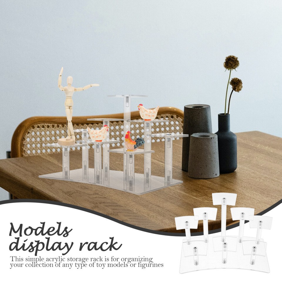 3 Pack Figurine Display Stand Transparent Ladder Rack Doll Smooth ...