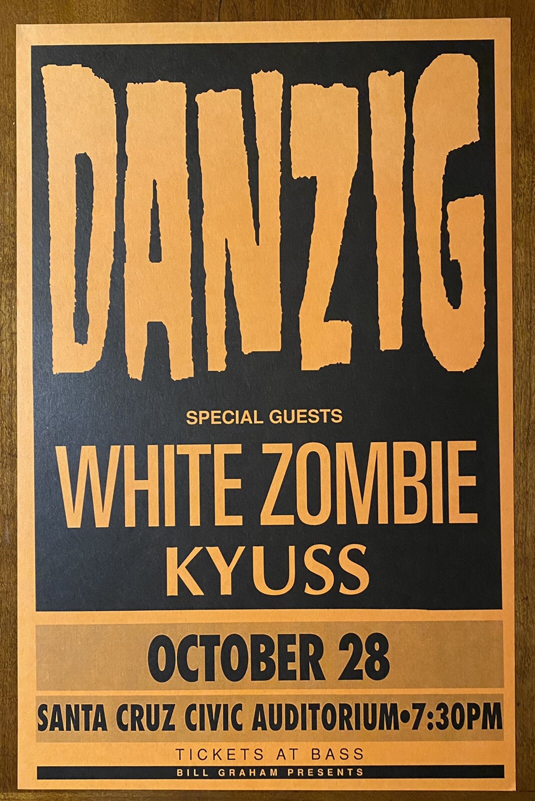 DANZIG + WHITE ZOMBIE + KYUSS Santa Cruz Civic 1992 CONCERT POSTER ...