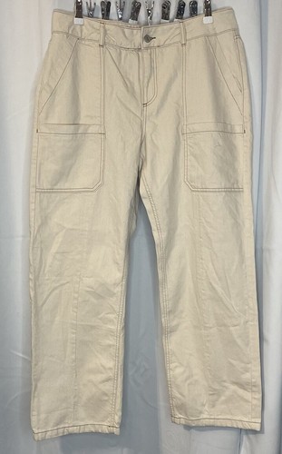Find High Rise Cream Double Stiched Cargo Cotton Jeans 34x32 NWOT Free ...