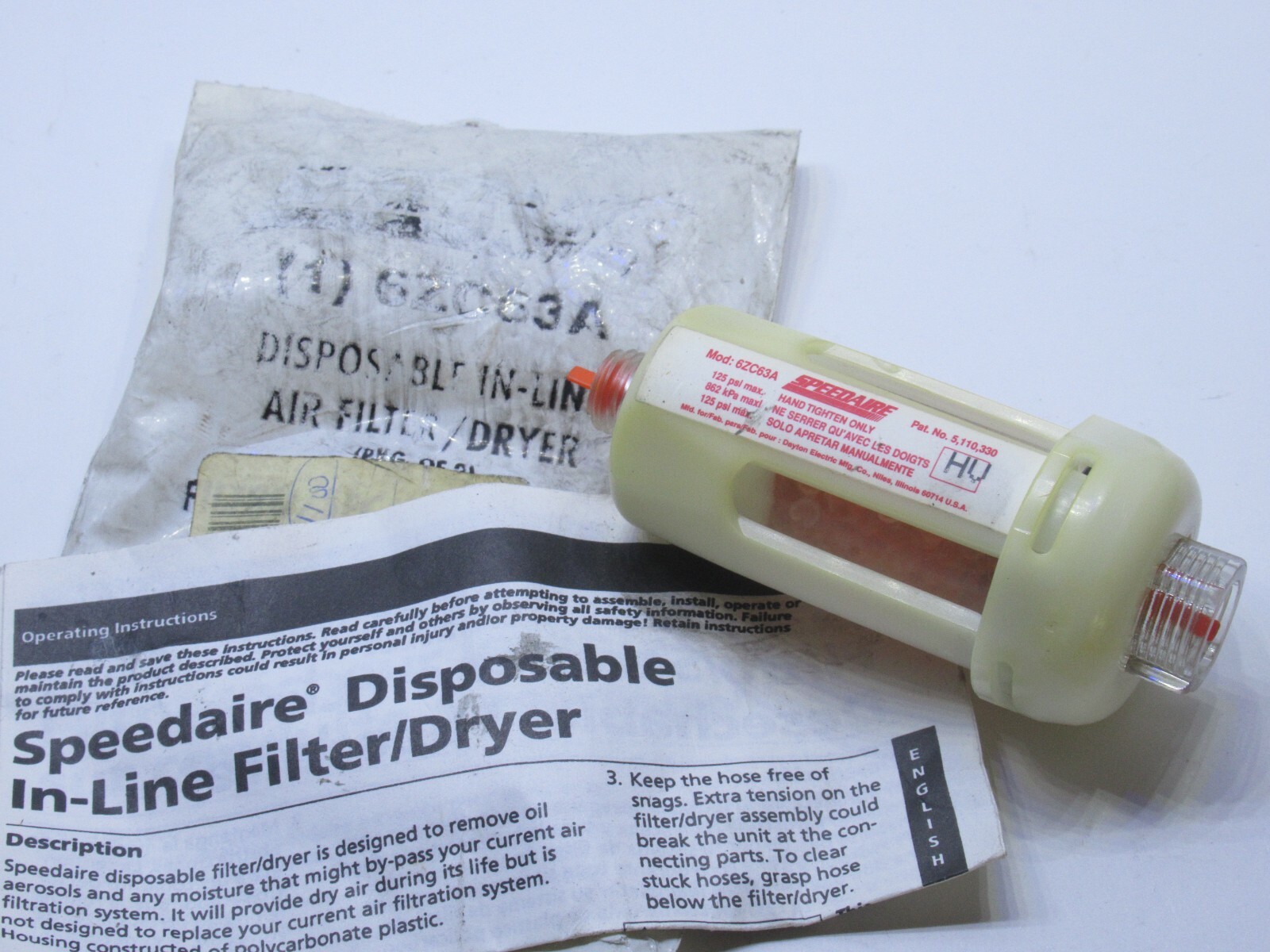 SPEEDAIRE 6ZC63A Disposable in Line Filter Dryer 2 Pack for sale online ...