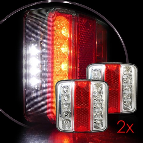 Pair 12v 14 Led Rear Tail Lights Lamp 5 Function Trailer Caravan Truck ...