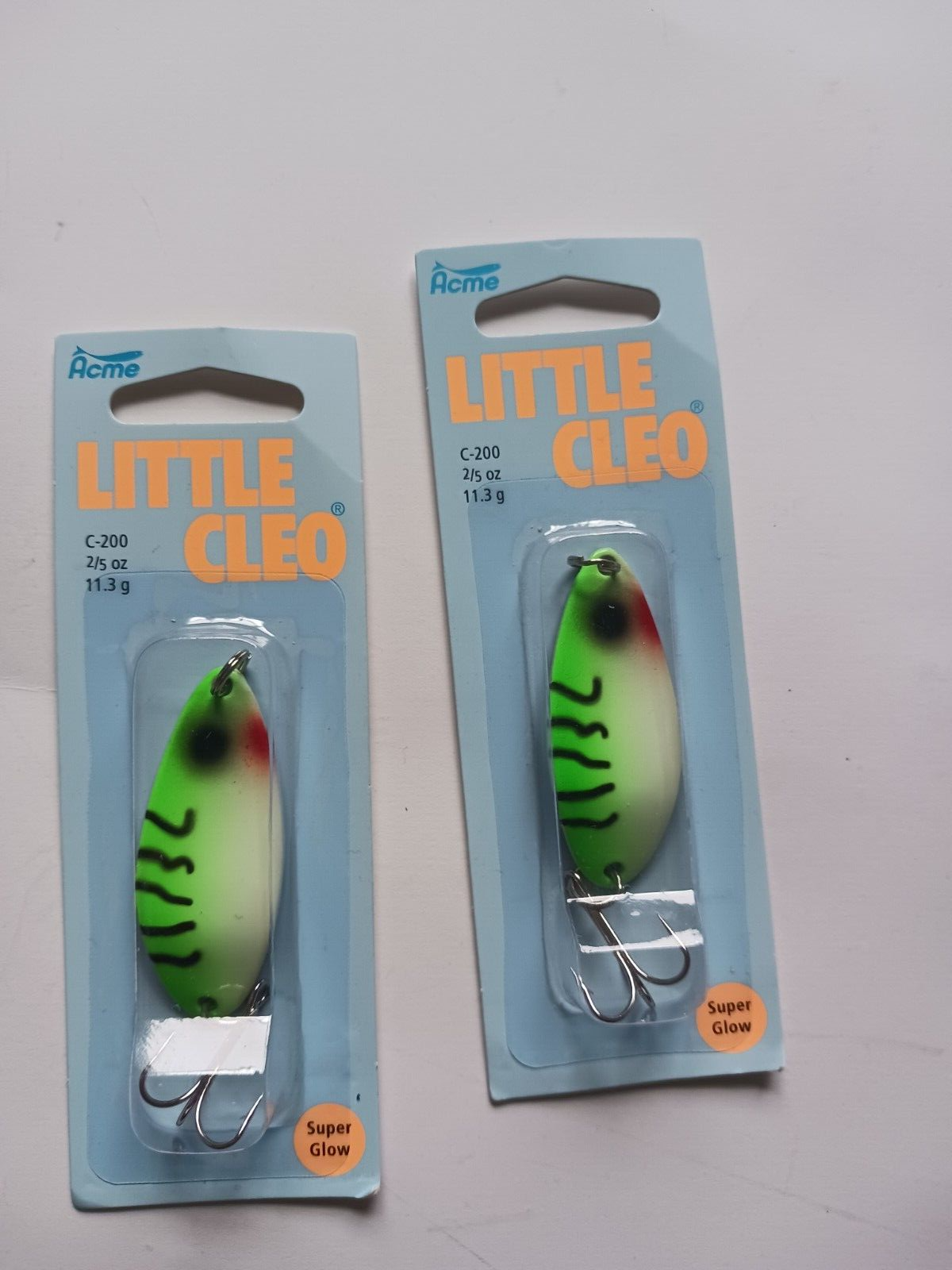2 Pks. Acme Tackle LITTLE CLEO - 2/5 oz. - Super Glow - Green Digger | eBay