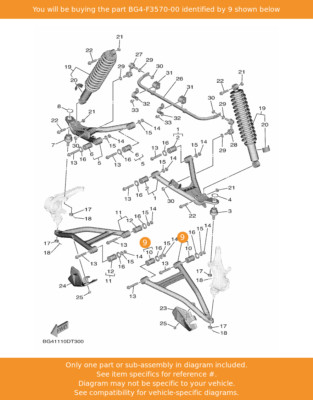 YAMAHA Front Lower Arm Comp. (left), BG4-F3570-00 OEM YXF850 YXE850 ...