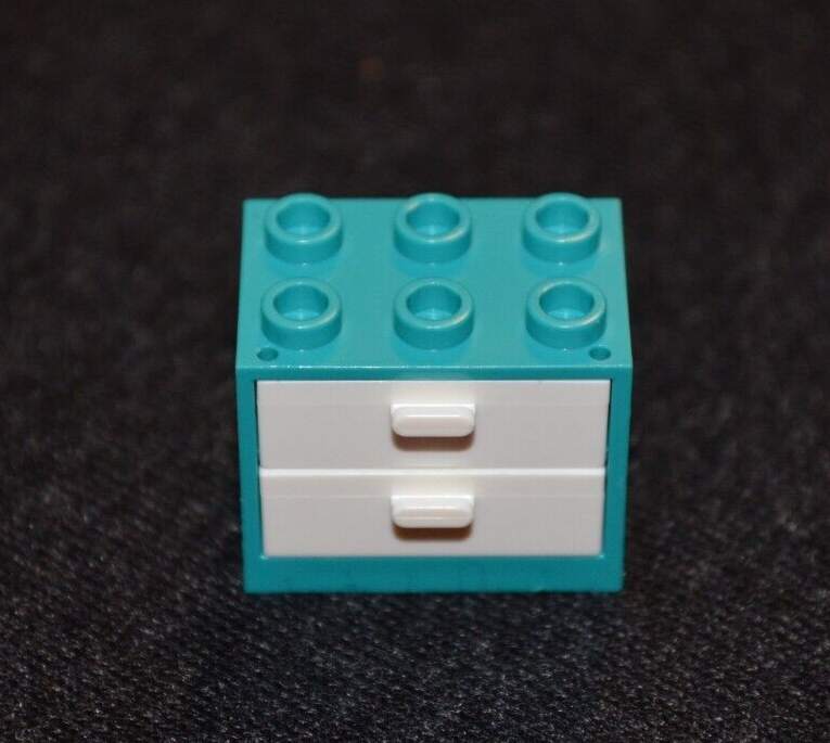 (1) 2x3x2 Blue - Green w/ 2 - White Drawers Dresser Cabinet Bricks ...
