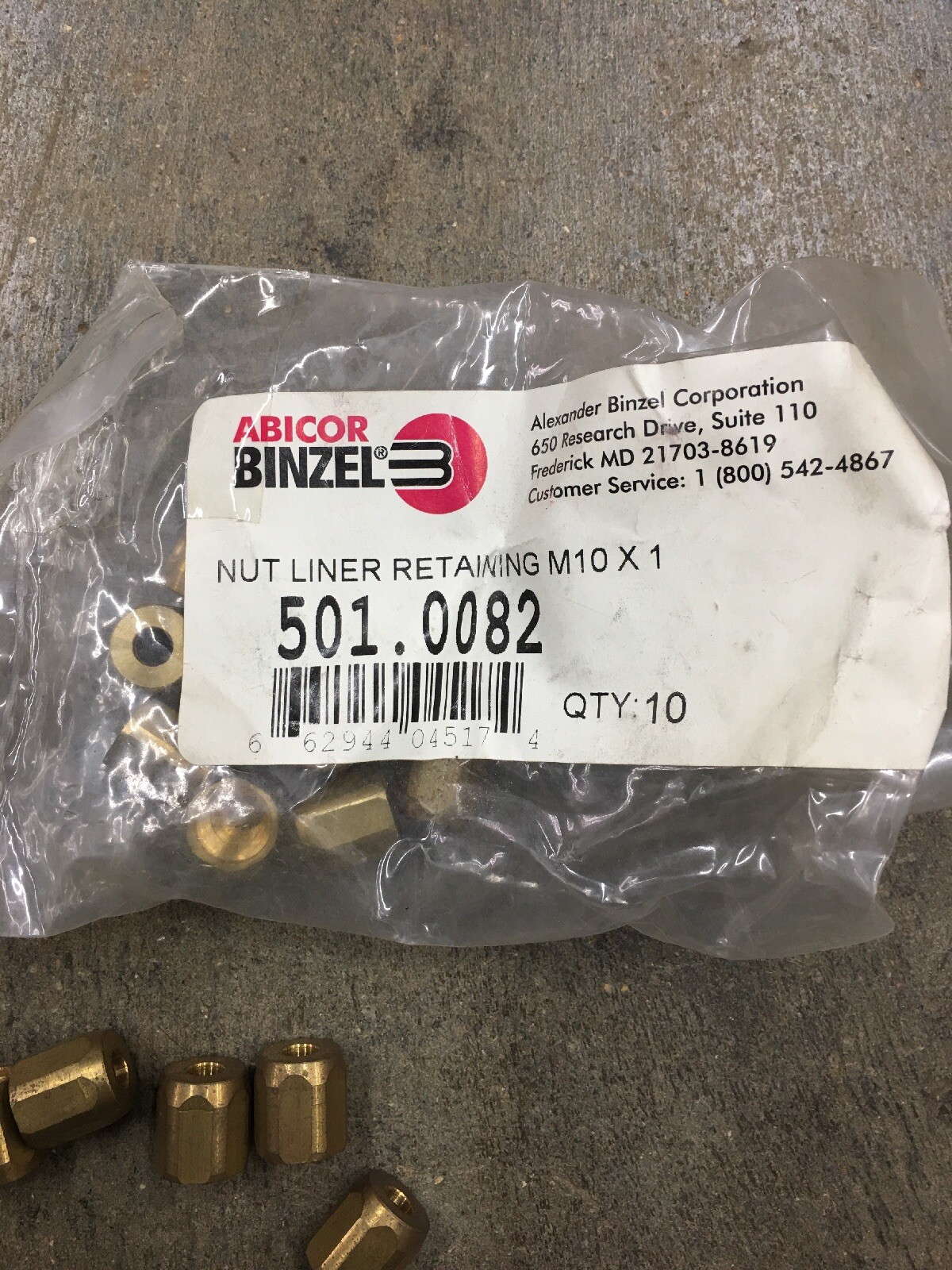 15 Abicor Binzel 501.0082 Nut Liners Retaining M10 X 1 | eBay