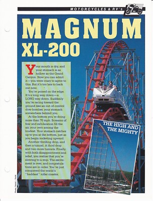 Magnum XL-200 Cedar Point Ohio Roller Coaster Ride Spec Sheet Fact Card ...