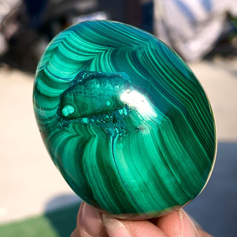 229G Natural glossy Malachite egg transparent cluster rough mineral ...