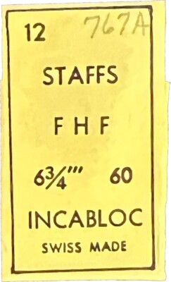 Balance Staff 12 767A Staffs FHF 6 3/4" 60 Inabloc, Swiss made | eBay