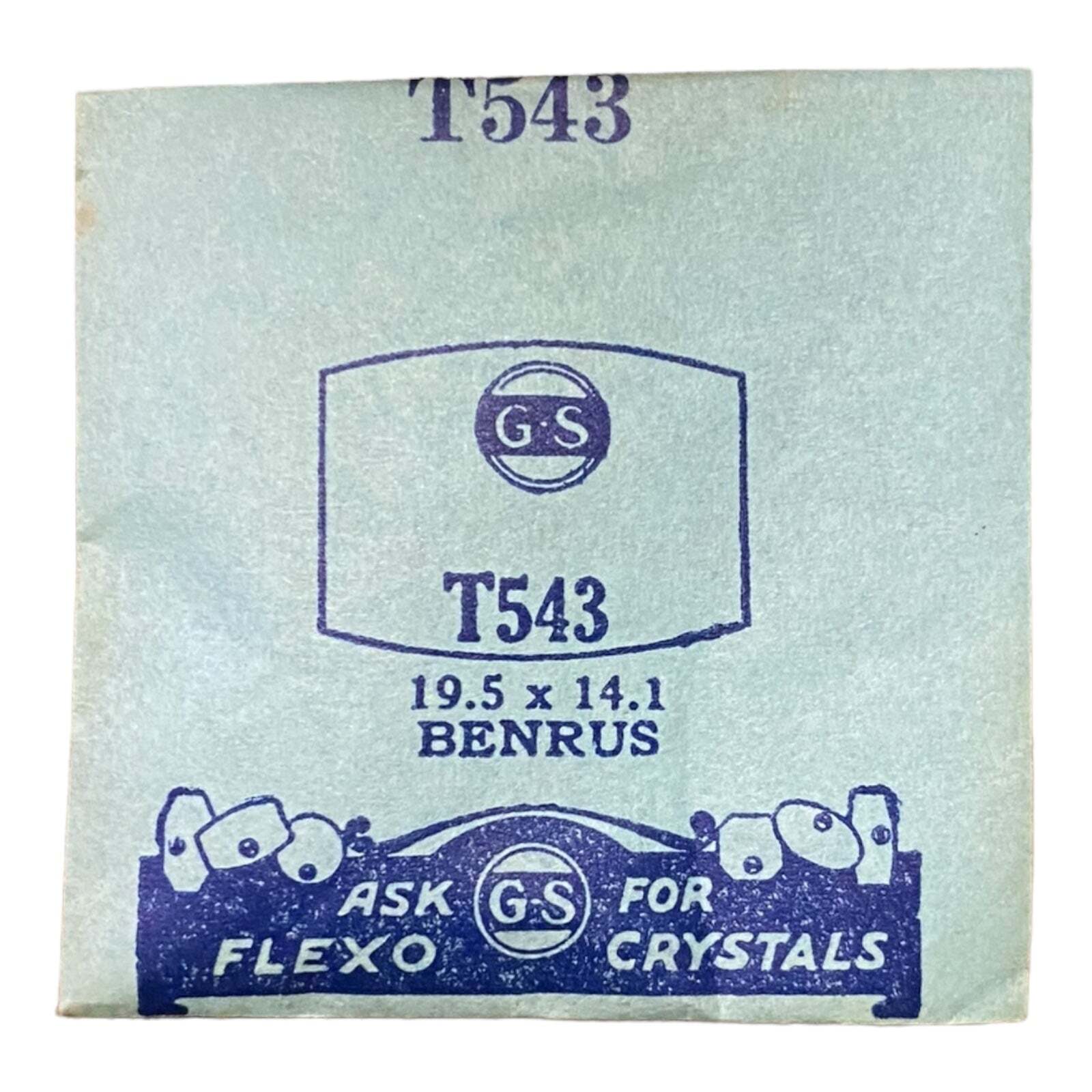 Germanow-Simon Mach (GS) T543 Watch Crystal 19.5x14.1 NOS Part Flexo ...