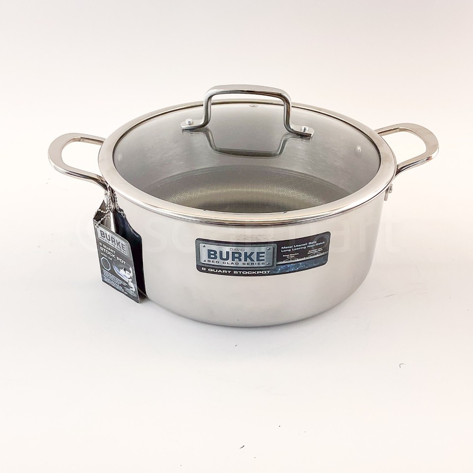David Burke Geo Clad 8-qt Tri-Ply Geometric Non-stick Stainless Steel ...