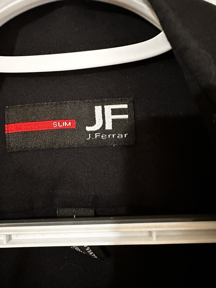 JF J Ferrar Slim Fit Button Up Shirt M Black patterned Long Sleeve ...