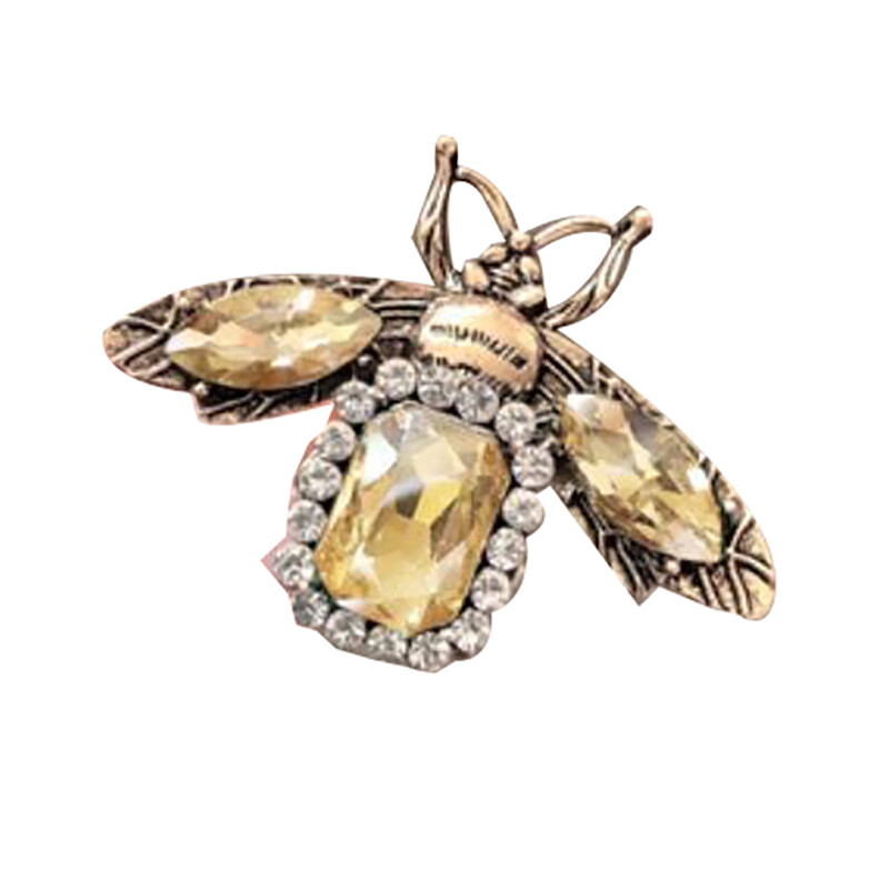 Vintage Bee Rhinestone Brooch Retro Crystal Insect Breast Pin Clothes ...