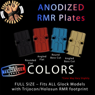 ANODIZED Pocketed - RMR Cover Plate for Glock Slides Trijicon Holoson ...