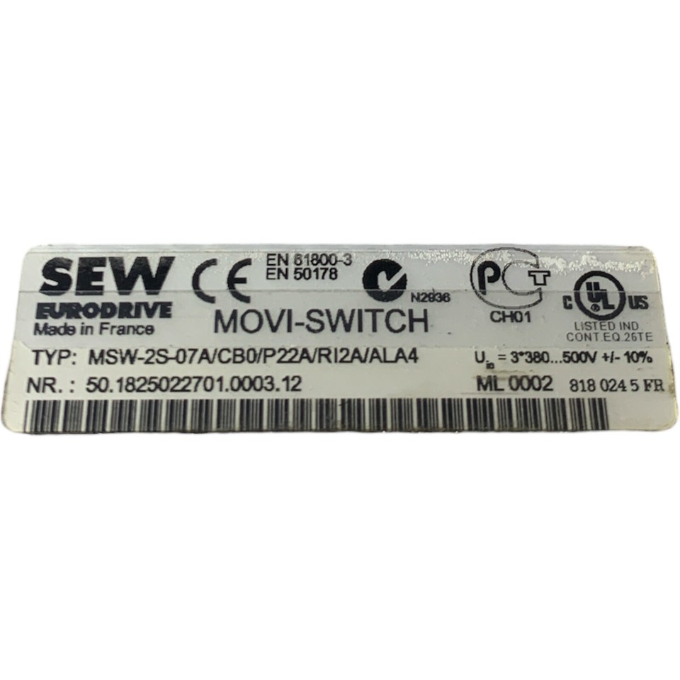 SEW Movi-Switch Msw-2s-07a/Cb0 /P22a/Ri2a/Ala4 Démarreur de Moteur | eBay