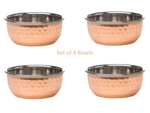 Beautiful Stainless Steel Hammered Copper Katori Bowl For Food Serving ...