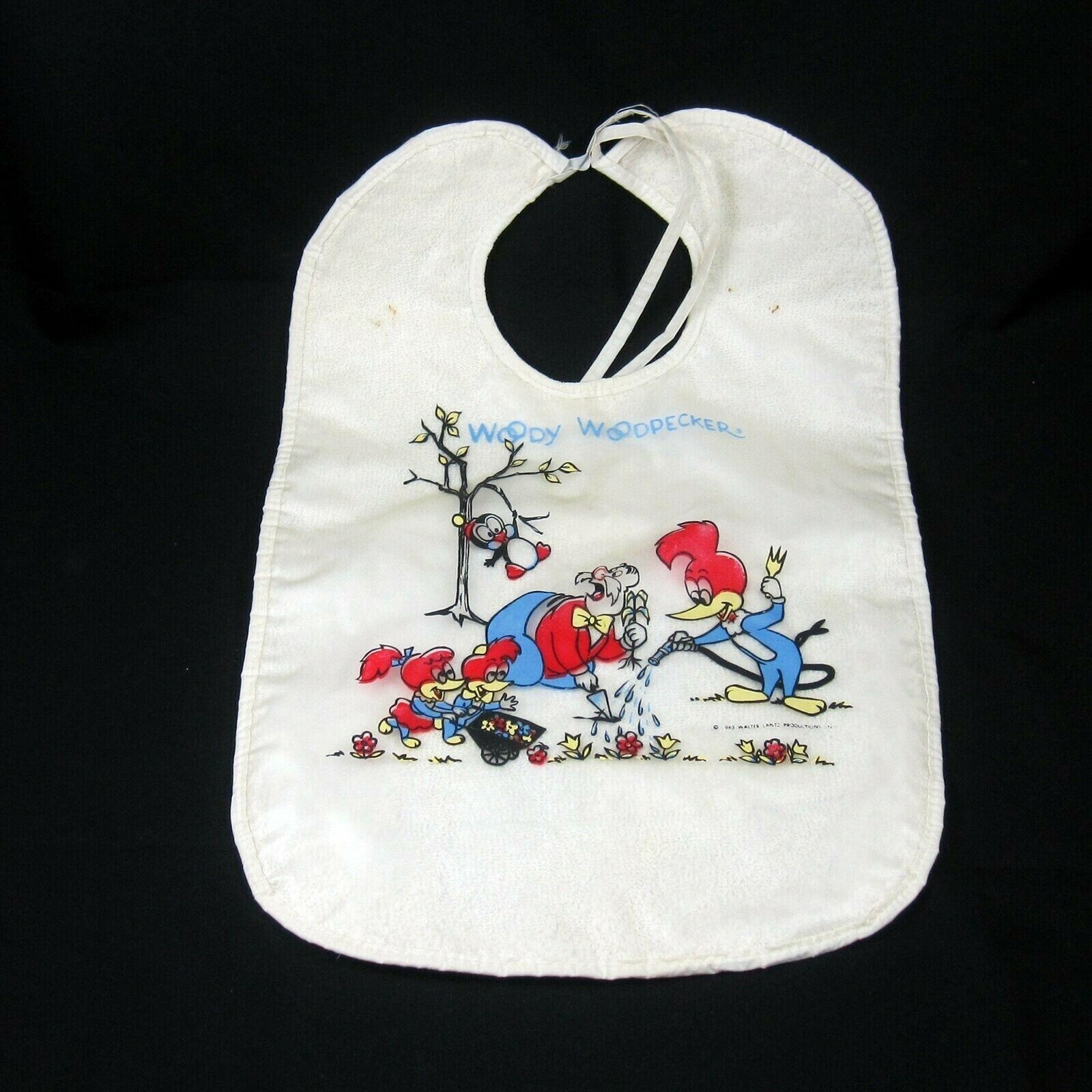 Woody Woodpecker Baby Bib Vintage 1963 Walter Lantz Chilly Willy Wally ...