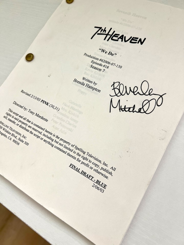 7th Heaven Signed Script Beverley Mitchell - "We Do" Season 7, Episode ...