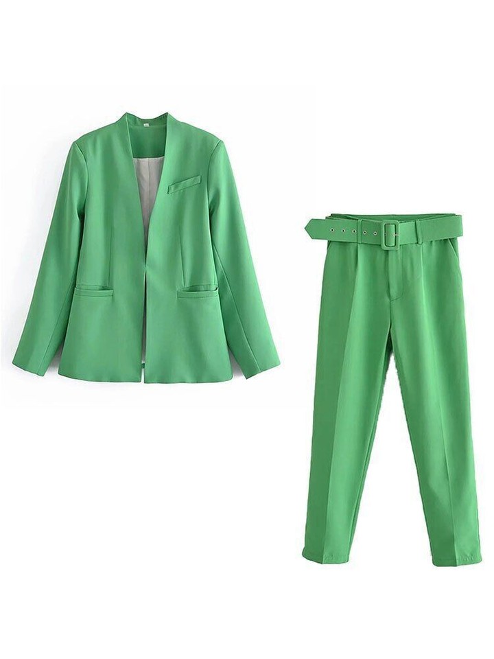 Set Woman 2 Pieces Blazer with Pant Suits Office Ladies Formal Overalls ...