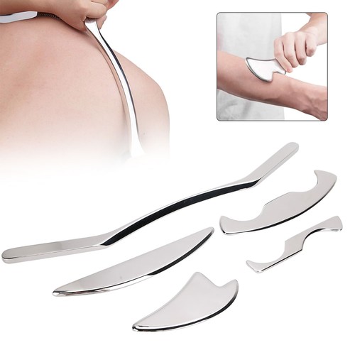 5pcs/set Stainless Steel Gua Sha Scraping Massage Tool Muscle Pain ...