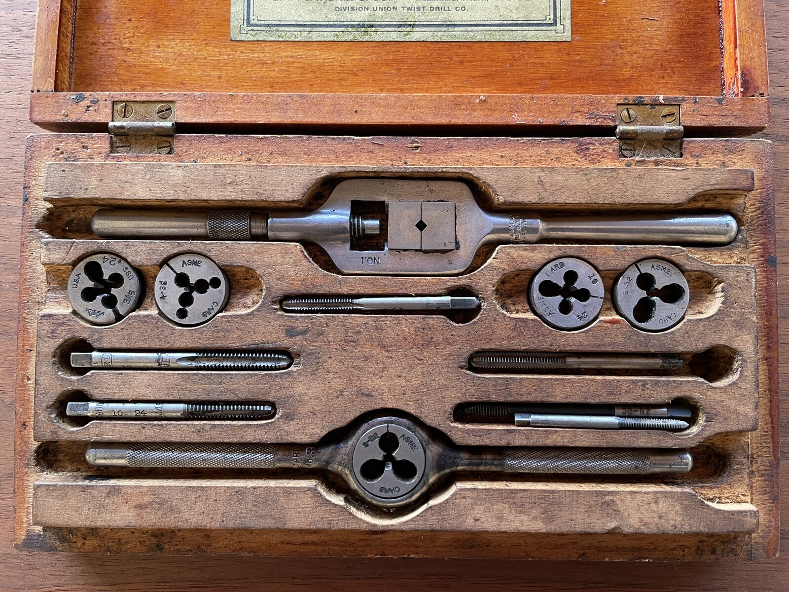 Vintage Watchmakers Screw Plate Tap & Die Set In Wooden Case. S.W. Card ...