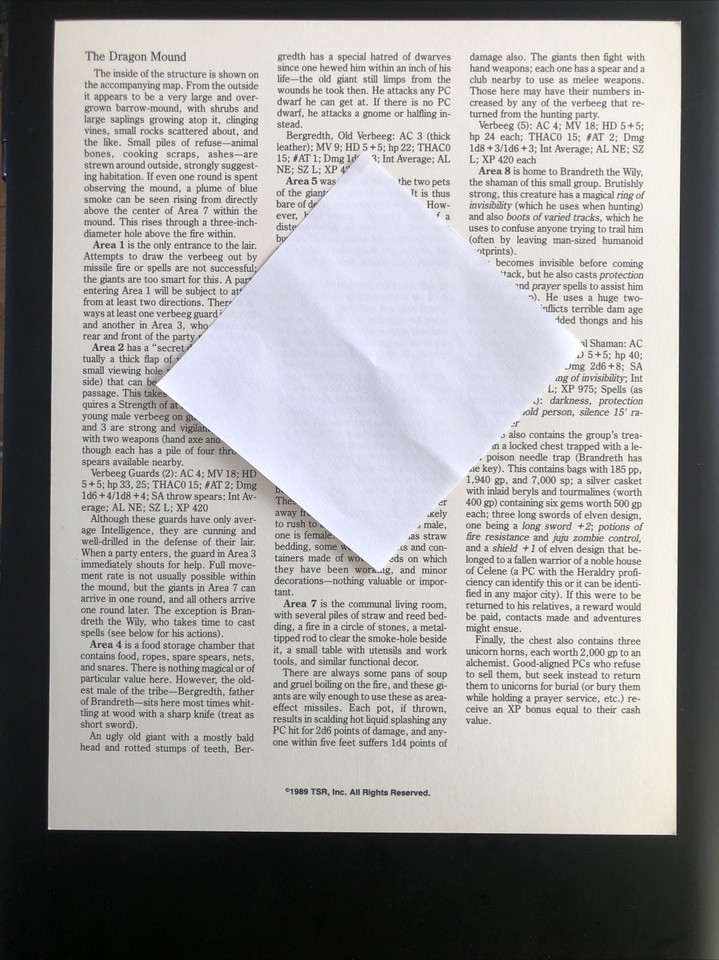 Advanced Dungeons & Dragons Greyhawk Card - Verbeeg Of The Gnarley ...